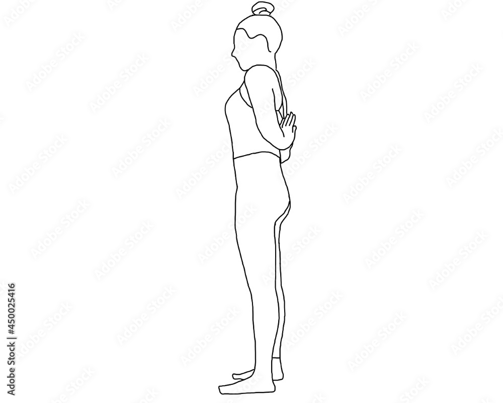 yoga, tadasana paschima namaskarasana, standing reverse prayer pose ...