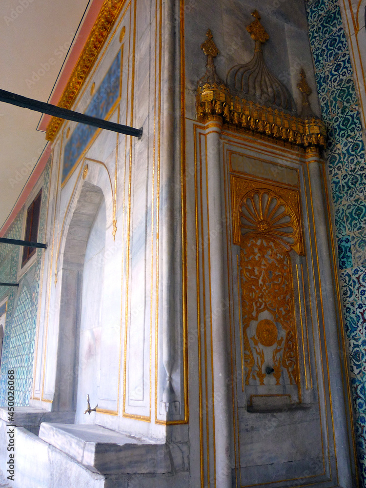 Mosaic, fresco, murals and decorative tiles with rotunda, columns and ...