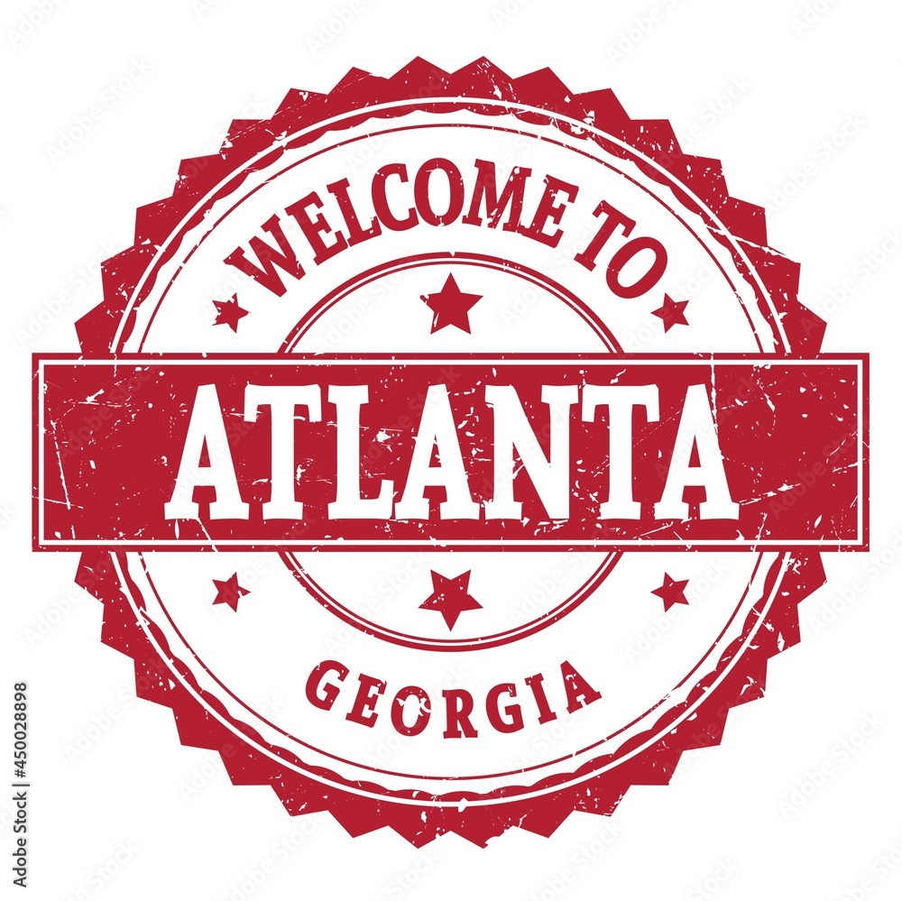 WELCOME TO ATLANTA - GEORGIA, words written on red stamp Stock ...