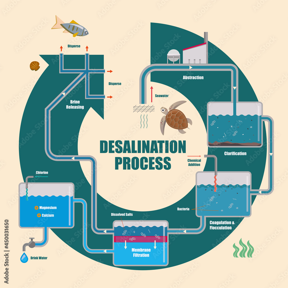 Póster Illustrative diagram of desalination process – Cuadro para Pared ...