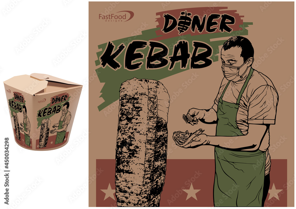 Graphic Design of the Cover for Doner Kebab - Colored Illustration with ...