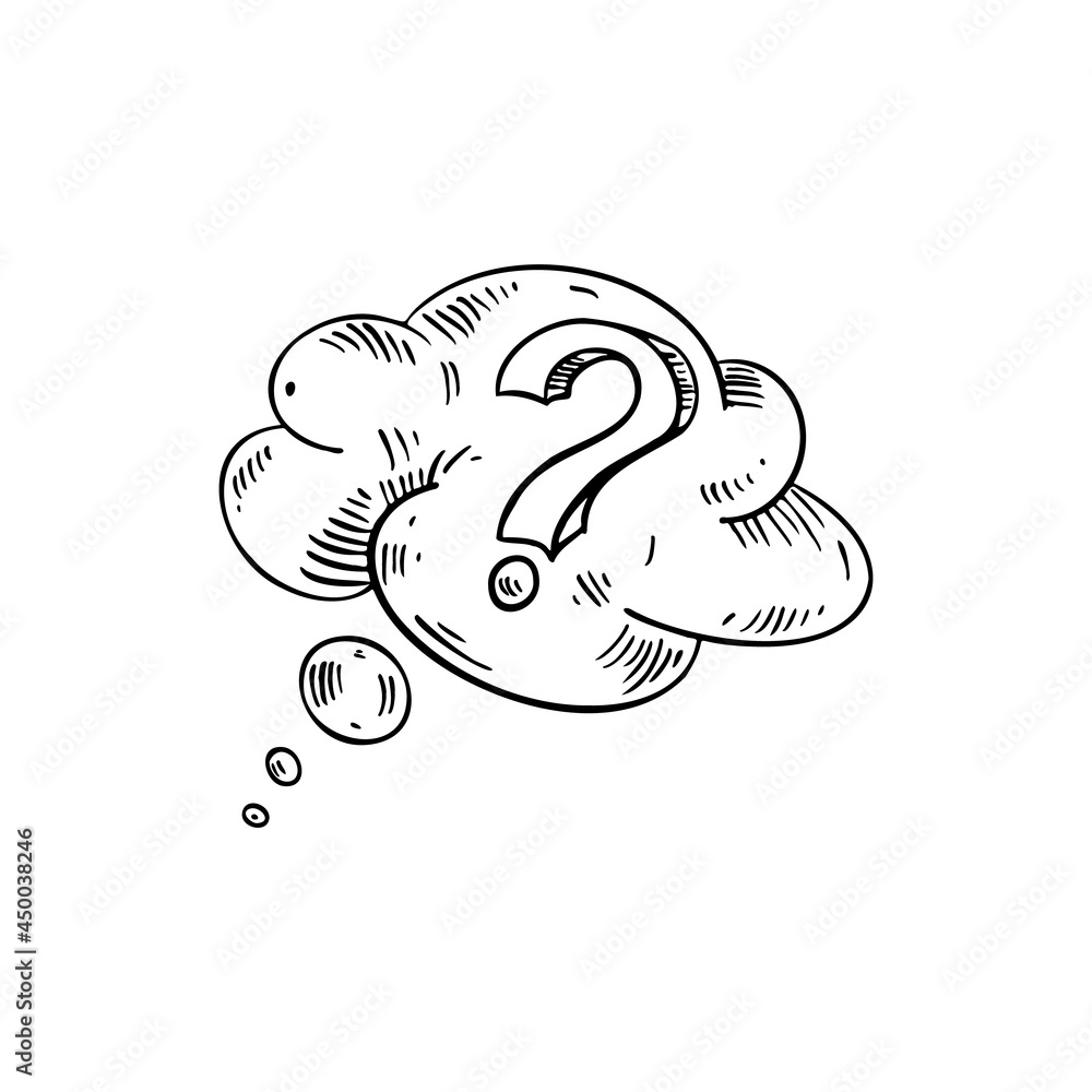 Vetor de Question mark drawing, cloud, comic vector illustration hand ...