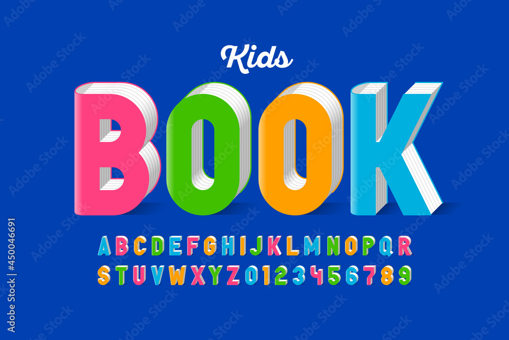 Kids book style font design, alphabet letters and numbers vector ...