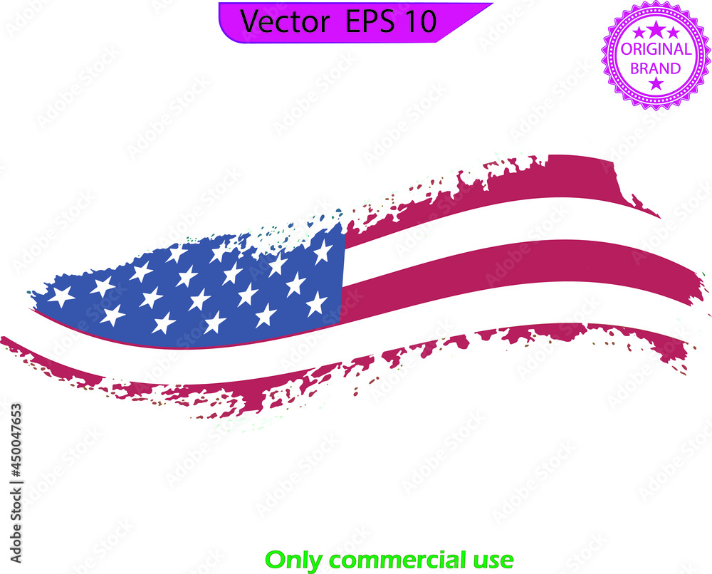 USA Flag. Distressed American waving flag with splash elements, patriot ...