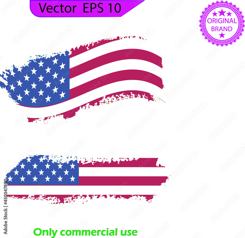 USA Flag. Distressed American waving flag with splash elements, patriot ...
