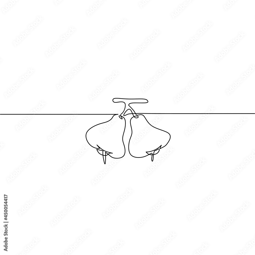 Continuous line drawing of rose apple, bell fruit design, object one ...