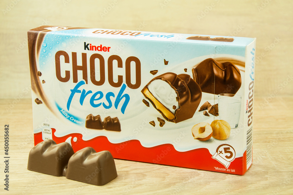 Choco fresh chocolate bar on wooden background Stock Photo | Adobe Stock