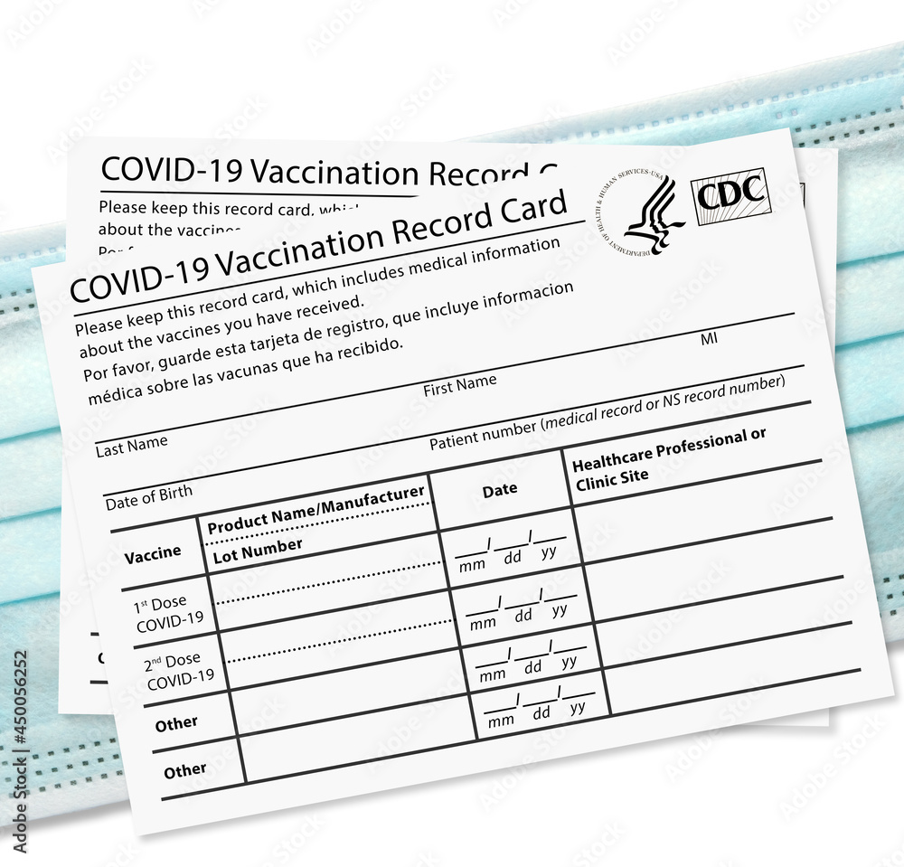 Los Angeles, CA, USA - 03 07 2021: COVID-19 Vaccination Record Cards ...