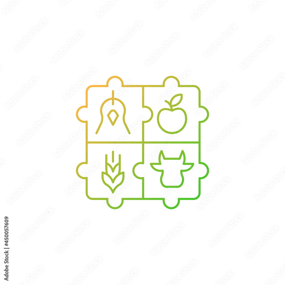 Agricultural cooperative gradient linear vector icon. Farmers co op ...