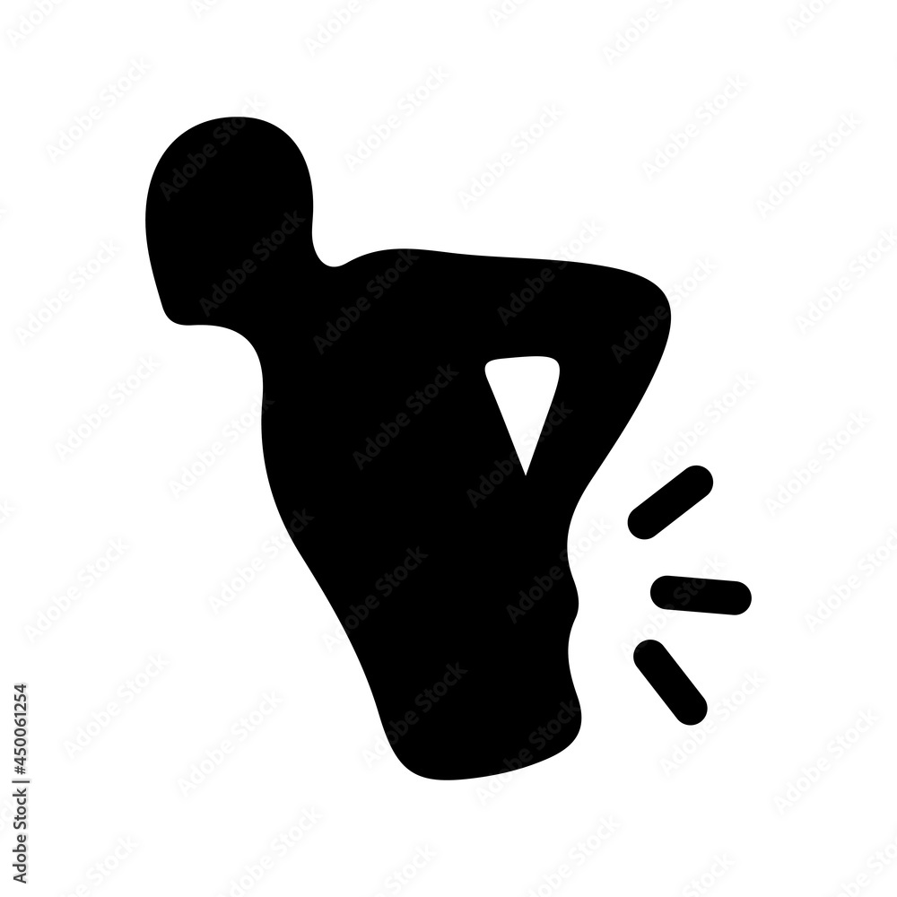 Backache vector icon. Isolated spine pain, backpain, herniated disc ...