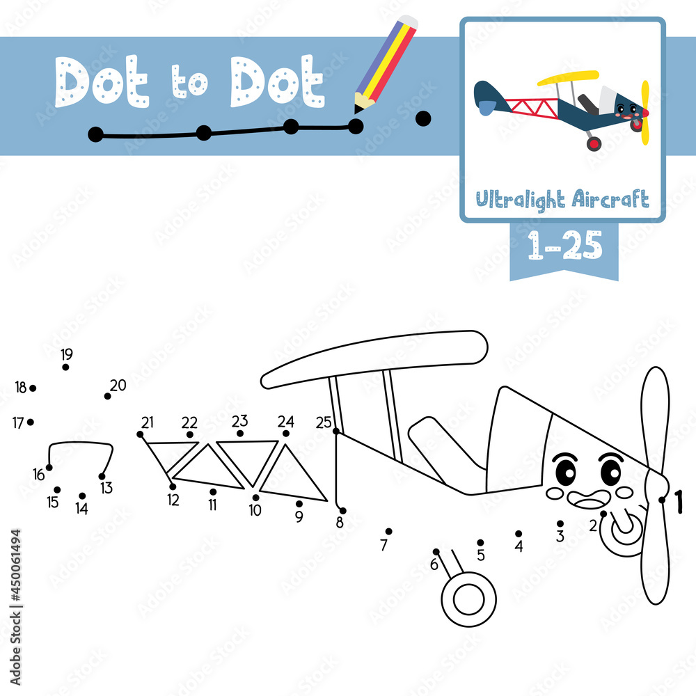 Dot to dot educational game and Coloring book Ultralight Aircraft ...