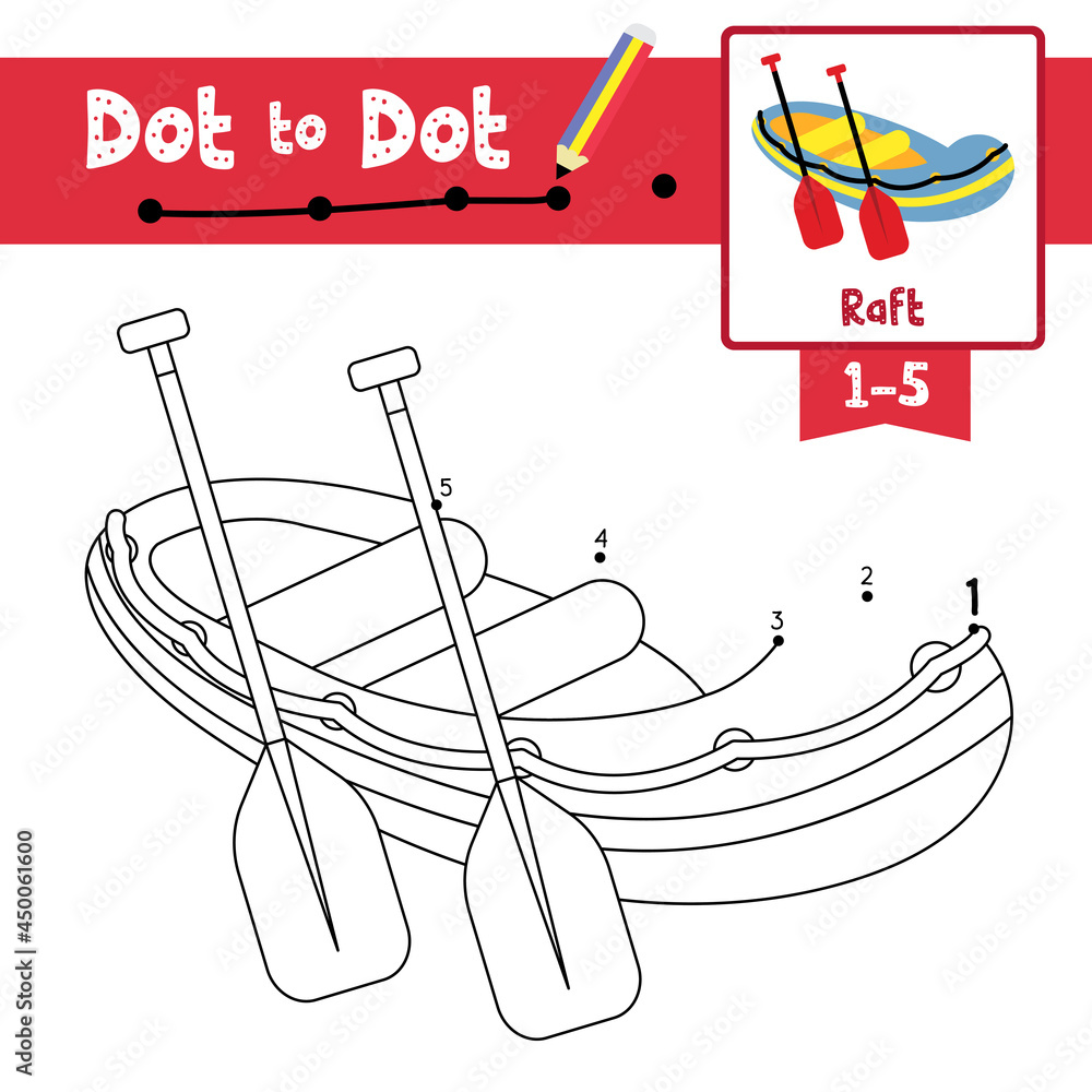 Dot to dot educational game and Coloring book Raft cartoon character ...