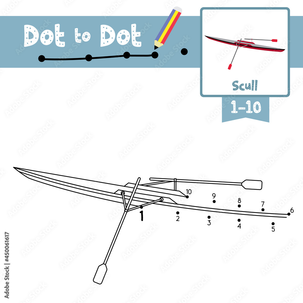 Dot to dot educational game and Coloring book Scull cartoon character ...