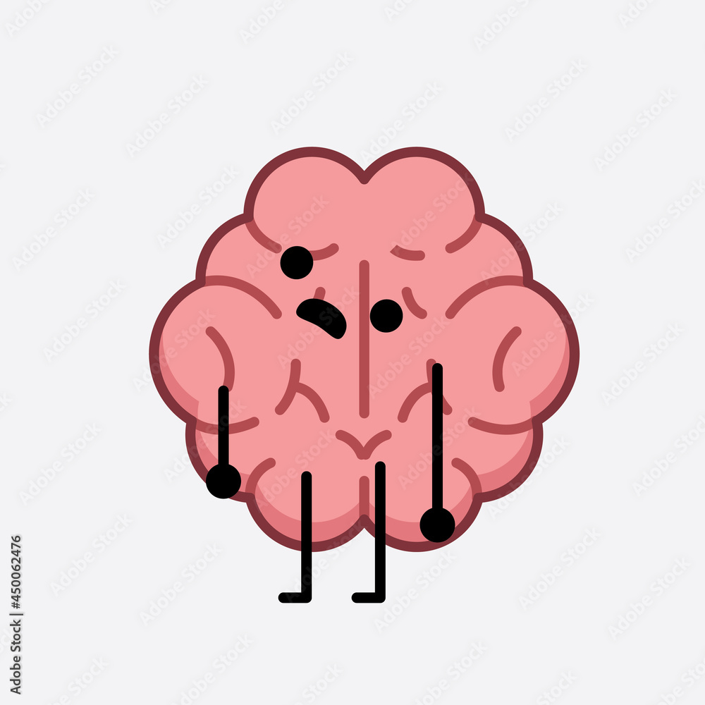 Vector Illustration of Brain Character with cute face and simple body ...