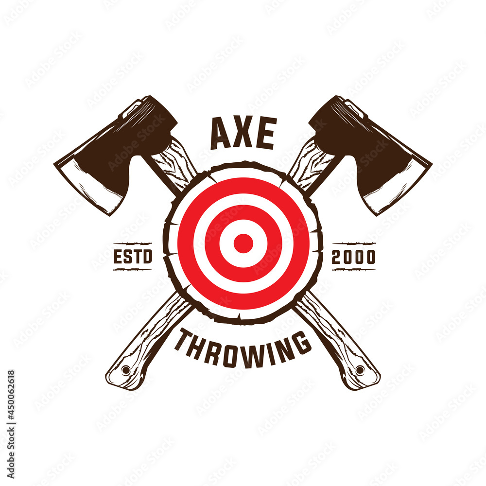 Axe Throwing Club wood target, good for axe club logo design Stock ...