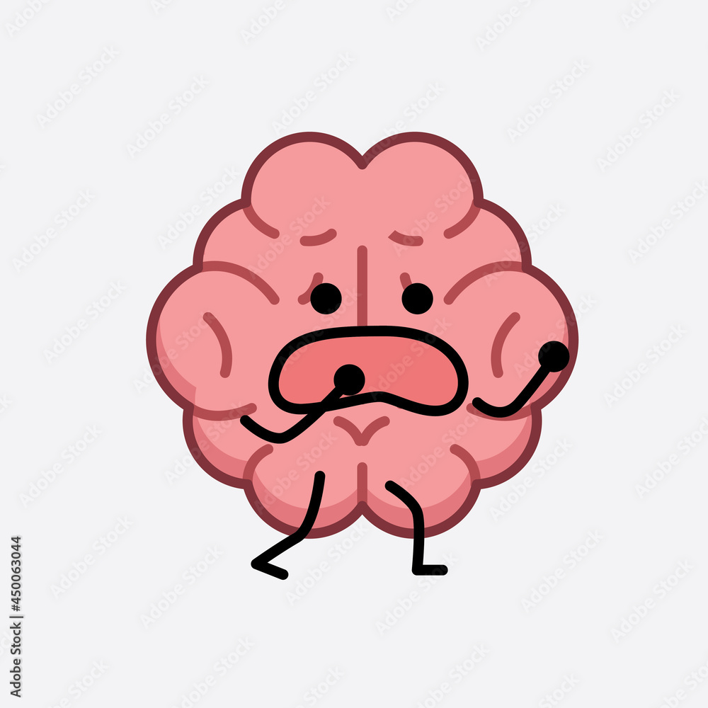 Vector Illustration of Brain Character with cute face and simple body ...