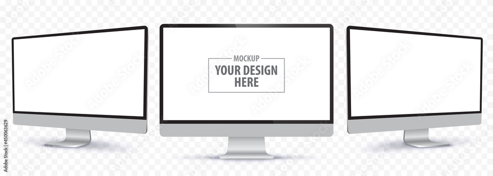 Computer monitor vector mockup with perspective views. Stock Vector ...