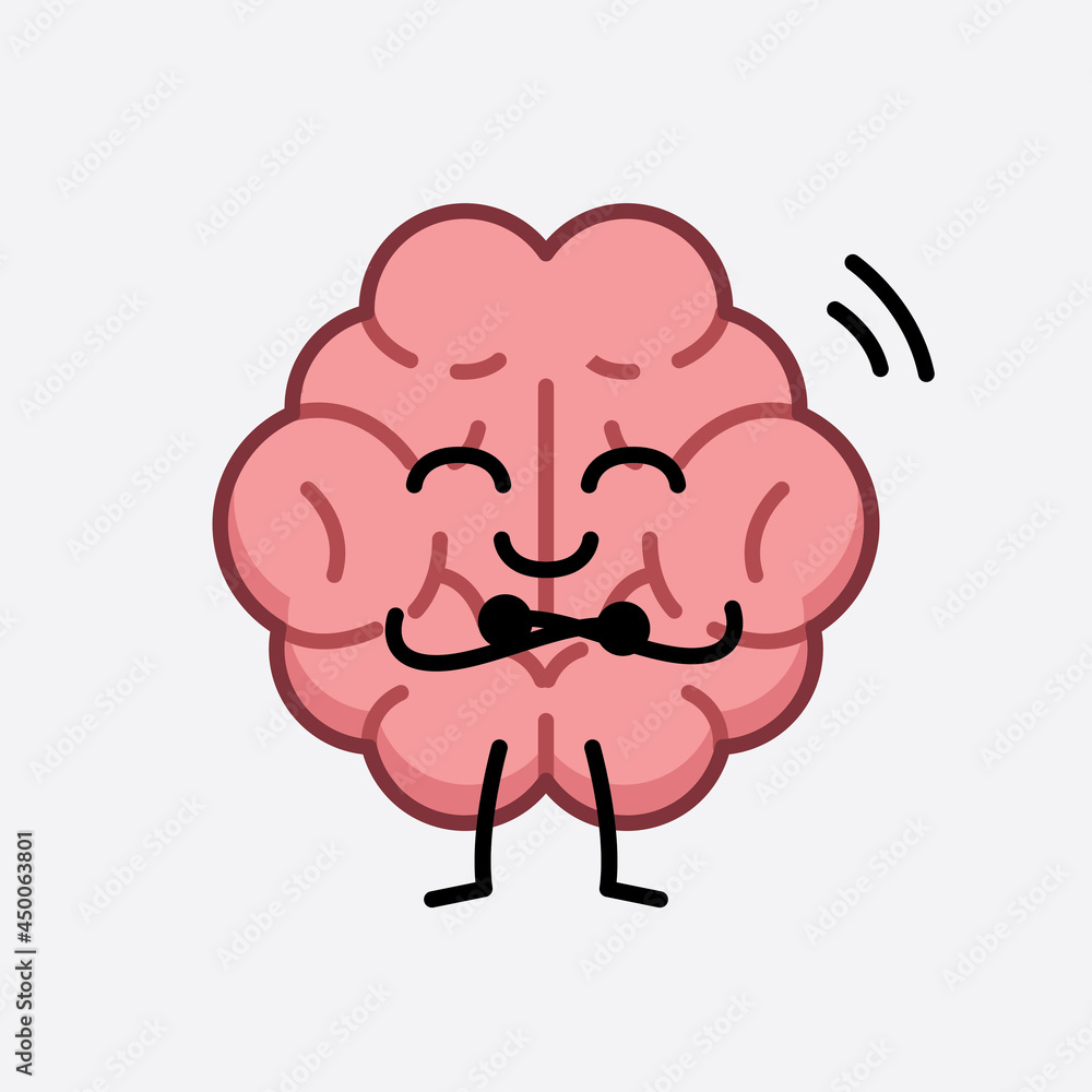 Vector Illustration of Brain Character with cute face and simple body ...