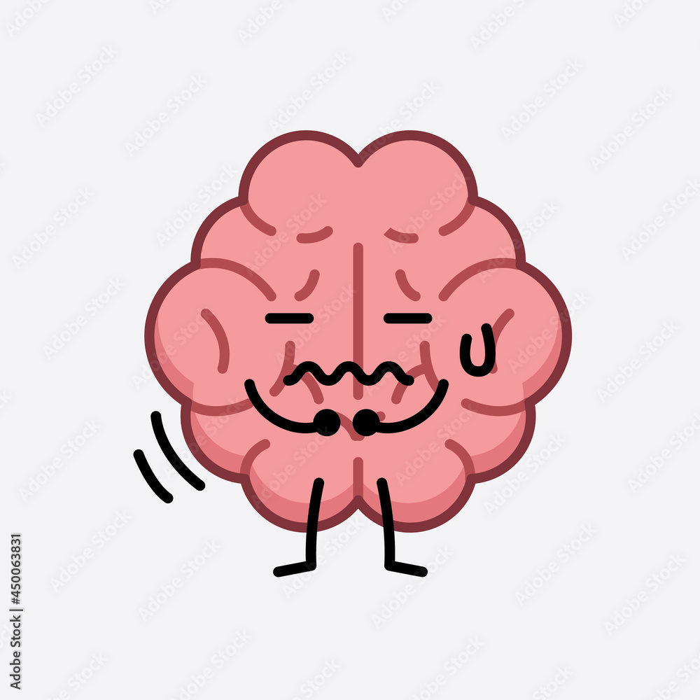Vector Illustration of Brain Character with cute face and simple body ...