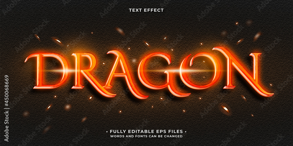hot glowing red dragon tale text effect editable eps vector Stock ...