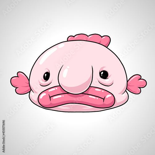 Illustrated Blobfish Ugly Fish Cartoon Drawing Stock Vector | Adobe Stock