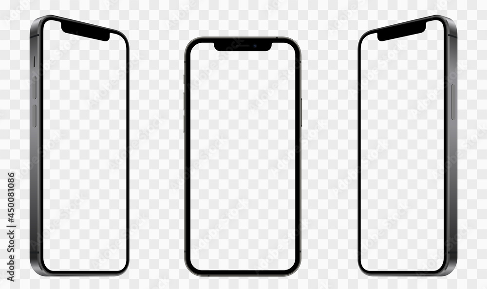 Realistic models smartphone with transparent screens. Smartphone mockup ...