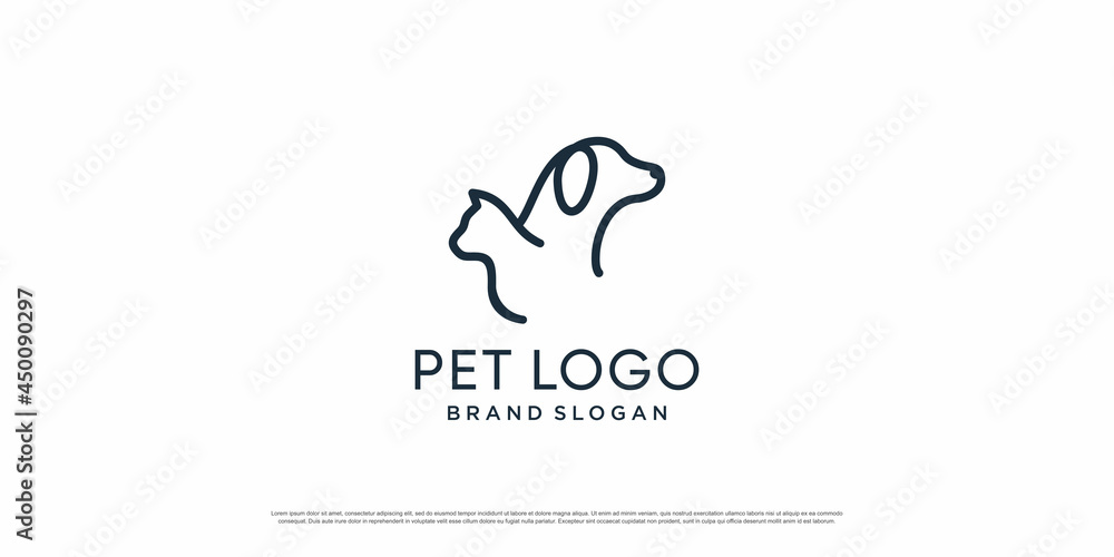 Pet logo with creative element with dog and cat object Premium Vector ...