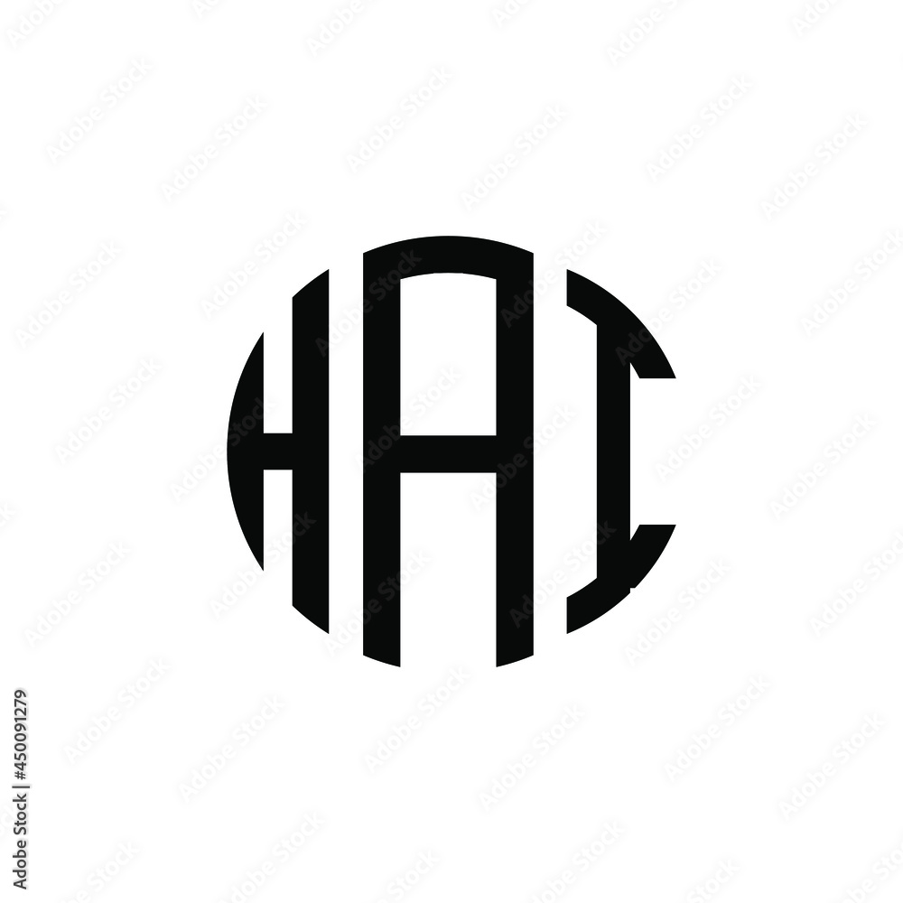 HAI letter logo design. HAI modern letter logo with black background ...
