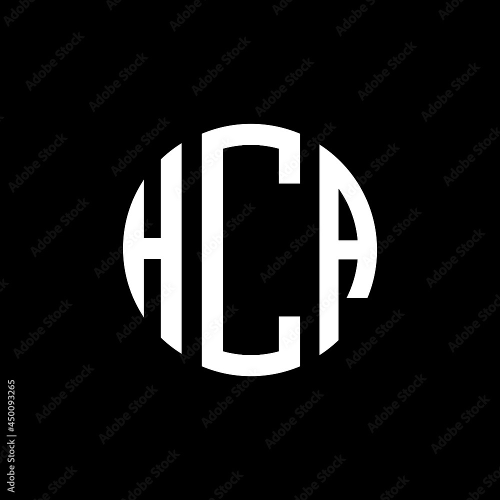 HCA letter logo design. HCA modern letter logo with black background ...
