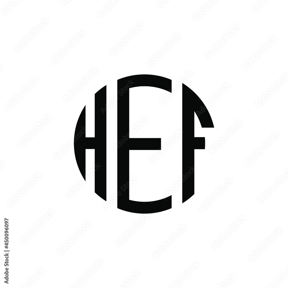 HEF letter logo design. HEF modern letter logo with black background ...