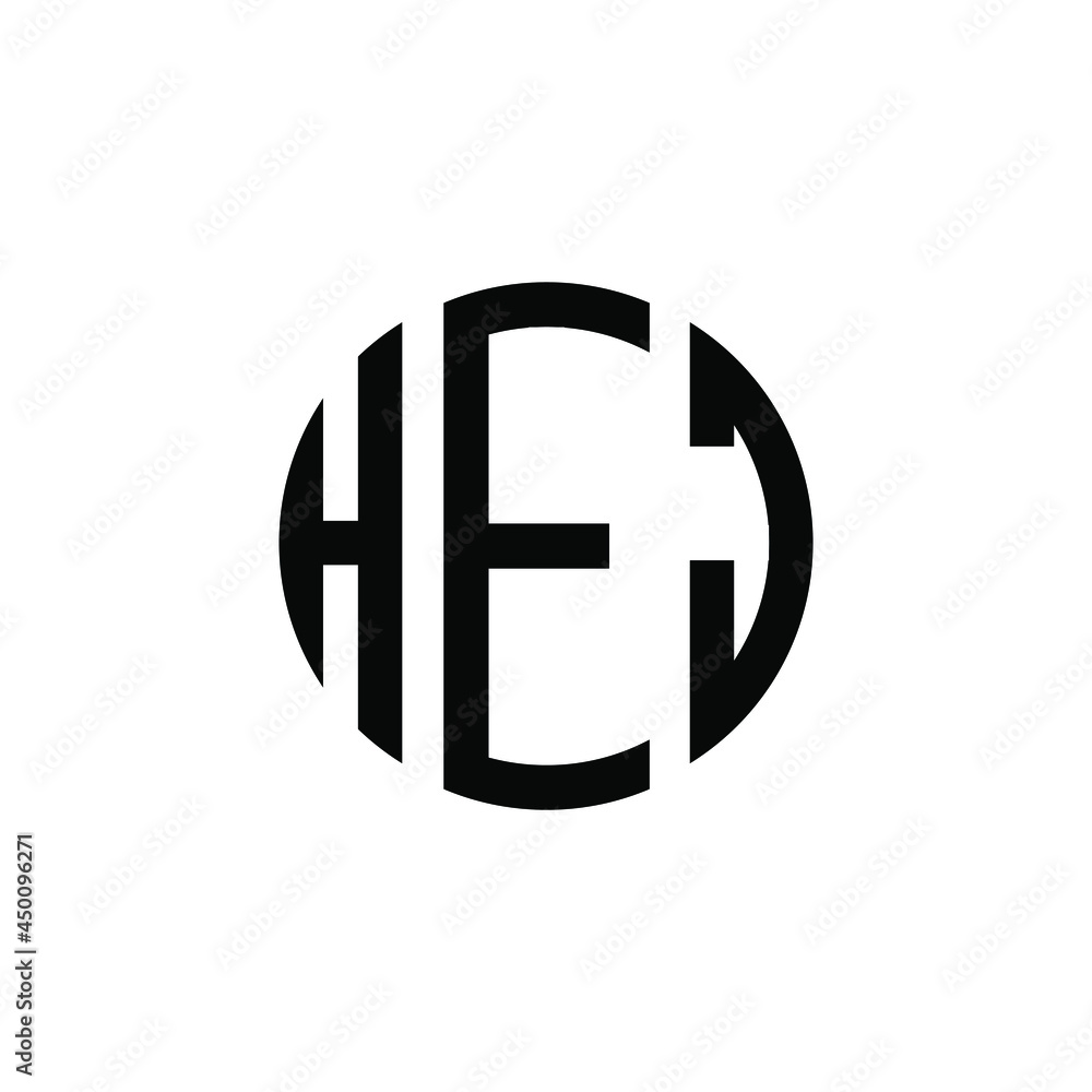 HEJ letter logo design. HEJ modern letter logo with black background ...