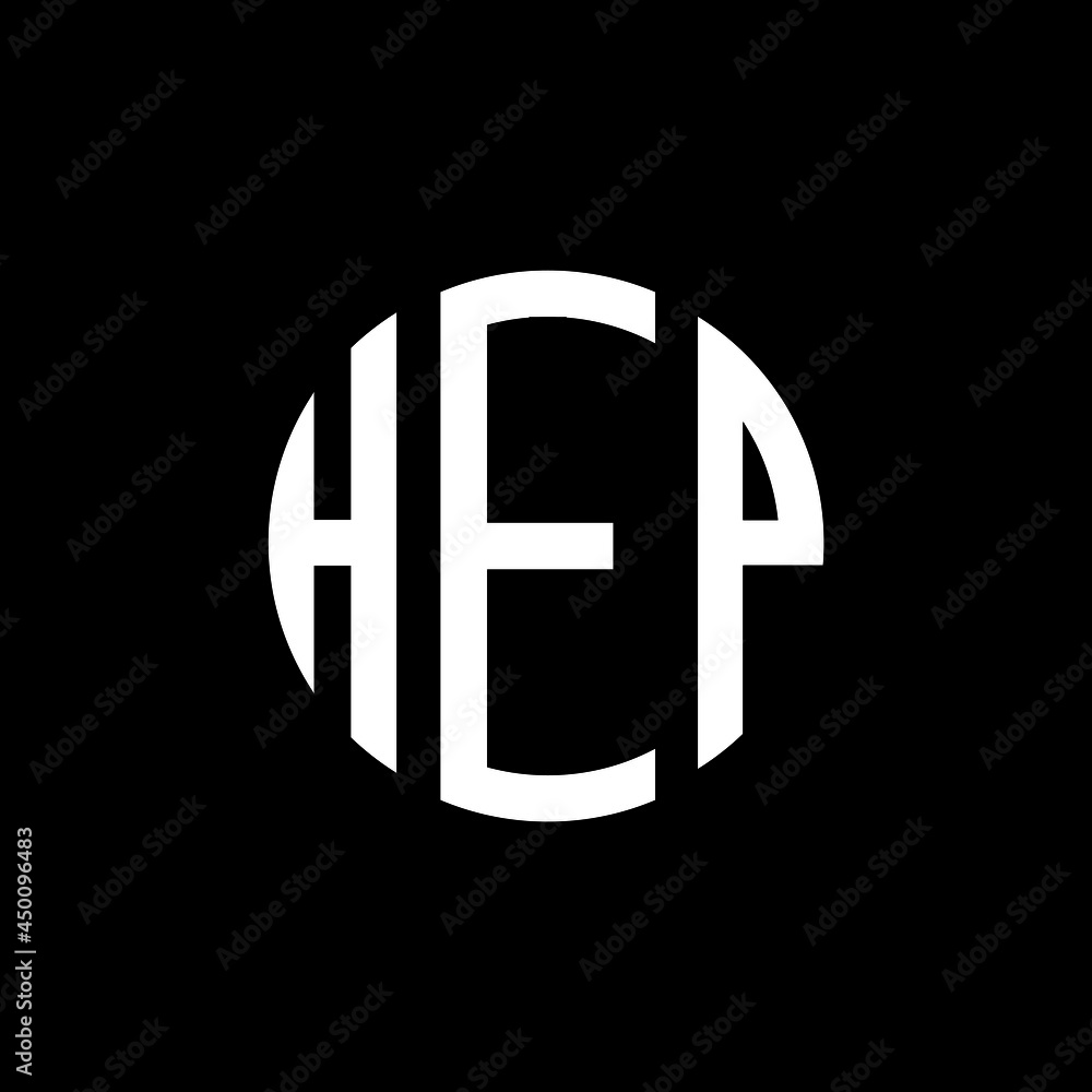 HEP letter logo design. HEP modern letter logo with black background ...