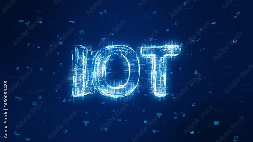 Motion graphic of Blue digital IOT (Internet of things) logo with ...