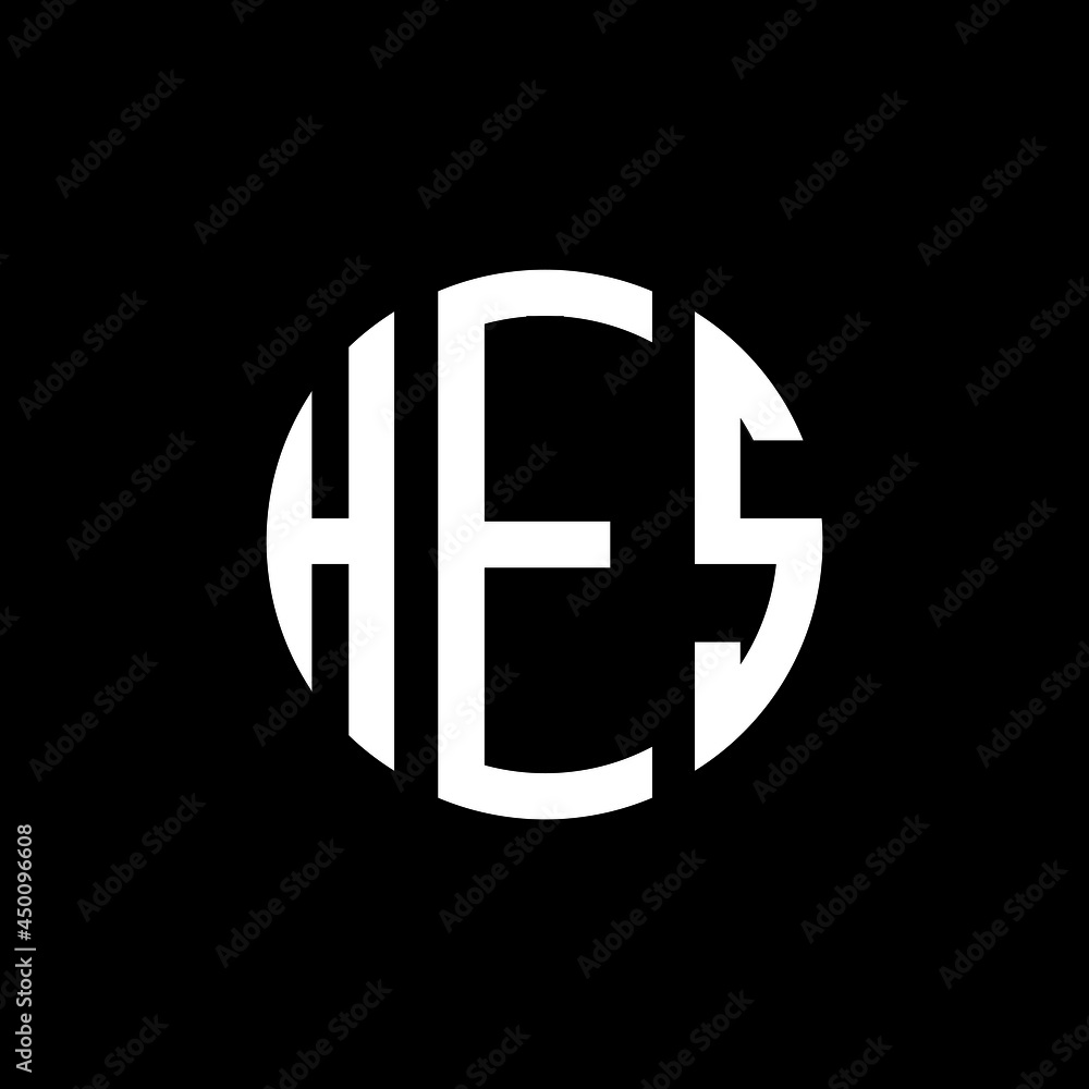HES letter logo design. HES modern letter logo with black background ...