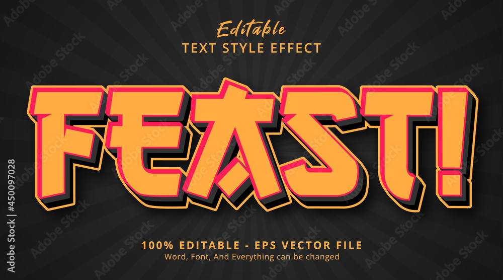 Editable text effect, Feast text on japanese style effect Stock Vector ...