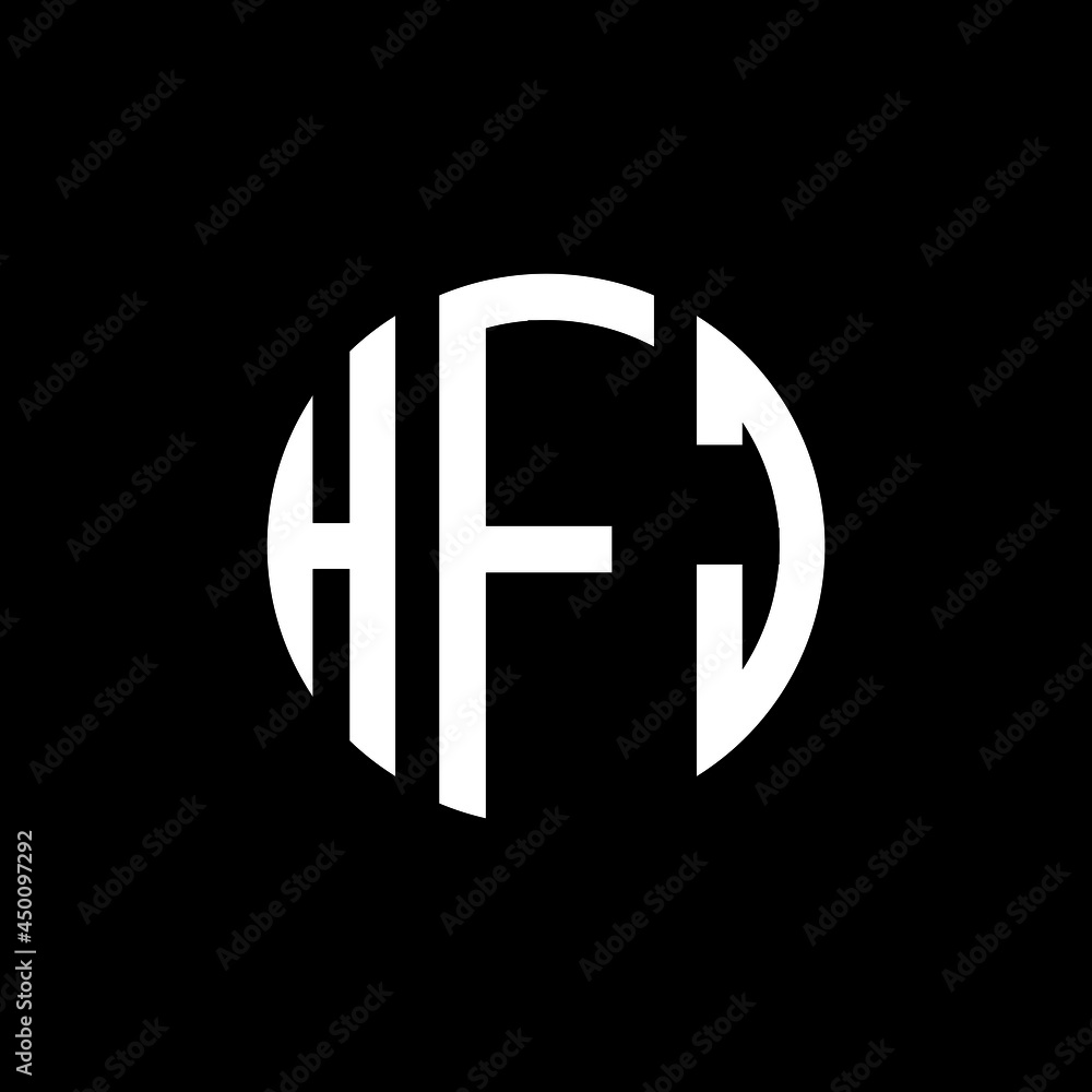 HFJ letter logo design. HFJ modern letter logo with black background ...