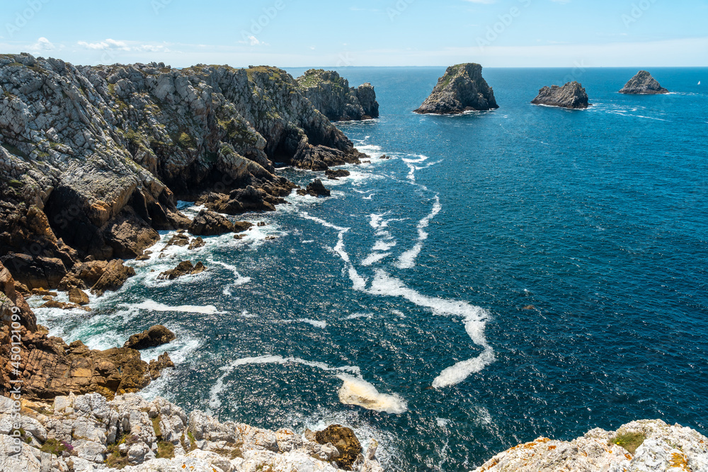 Summer on the coast at Pen Hir Point on the Crozon Peninsula in French ...