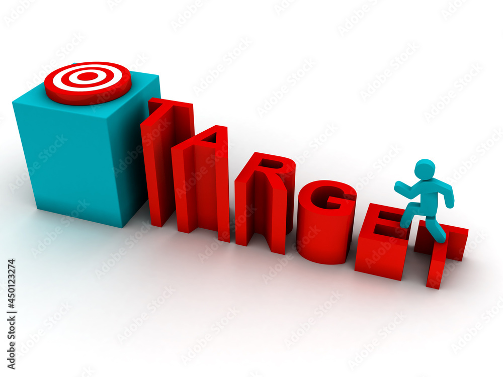 3d man running on target Stock Illustration | Adobe Stock