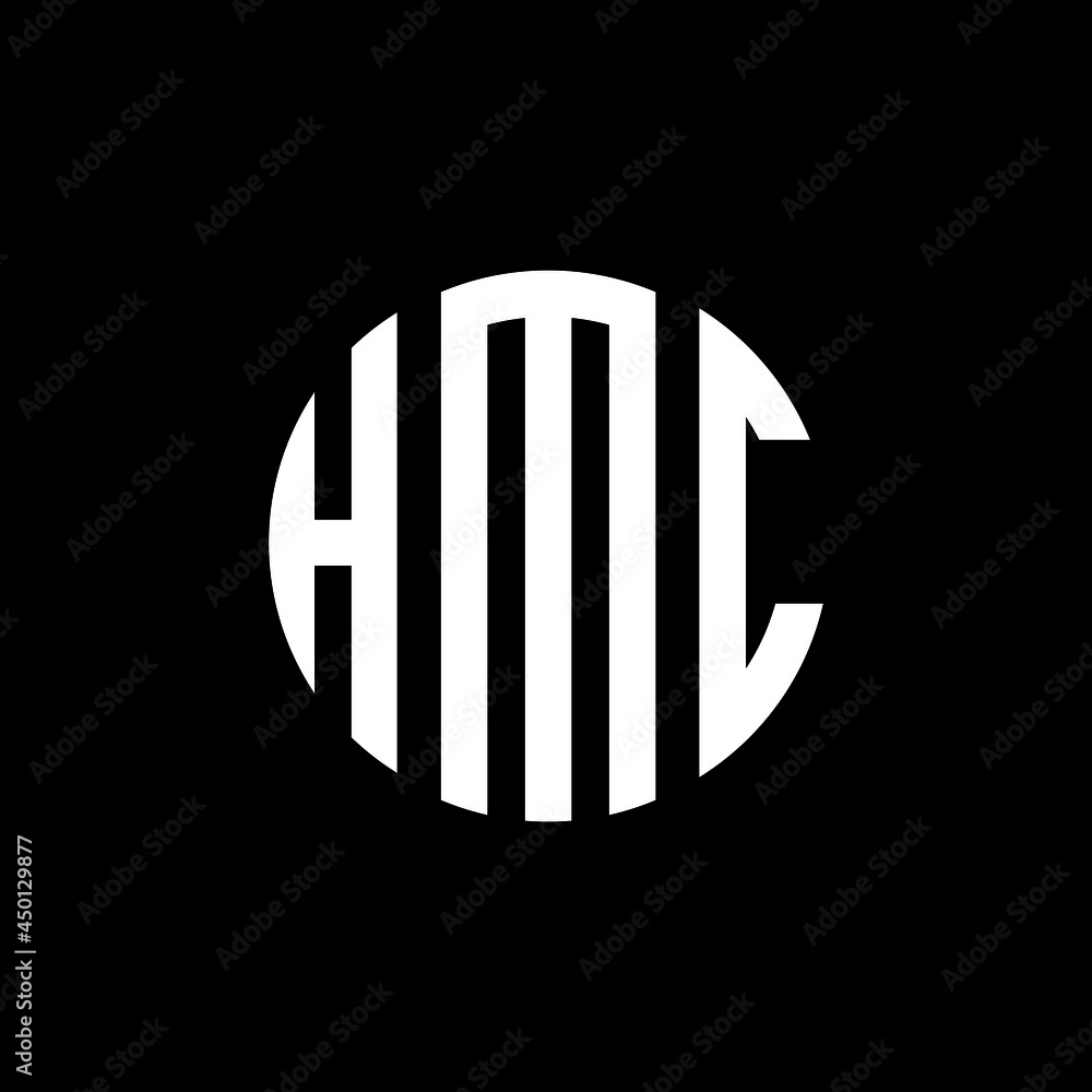 HMC letter logo design. HMC modern letter logo with black background ...