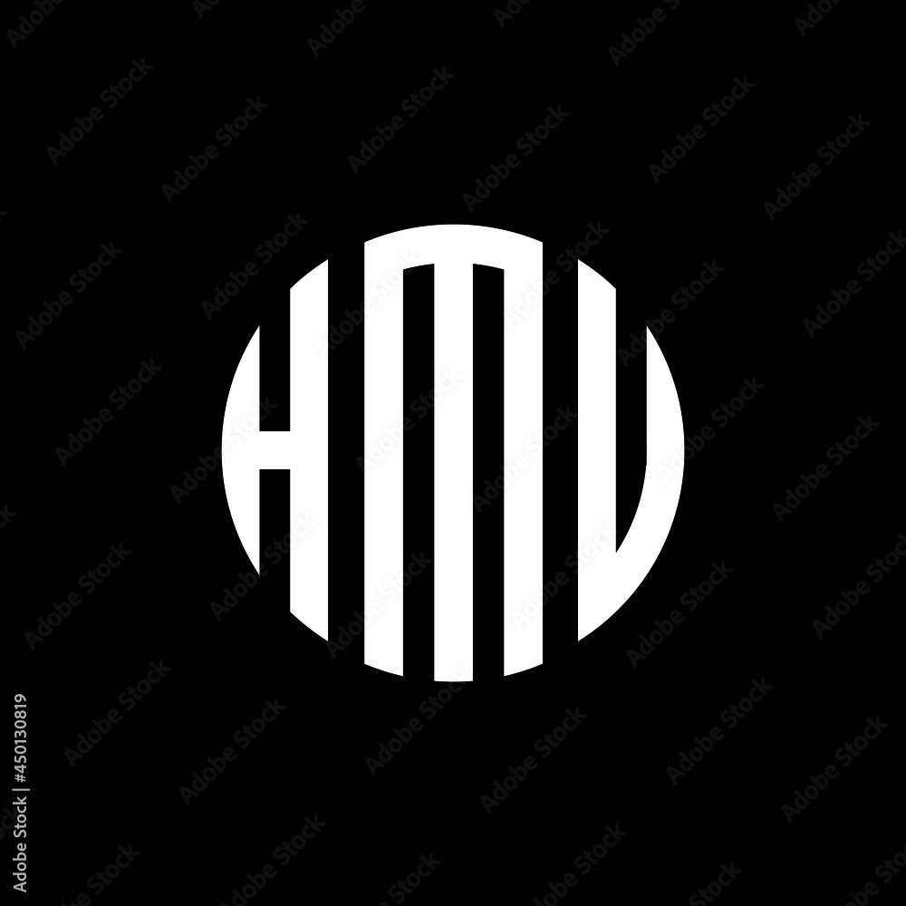 HMV letter logo design. HMV modern letter logo with black background ...