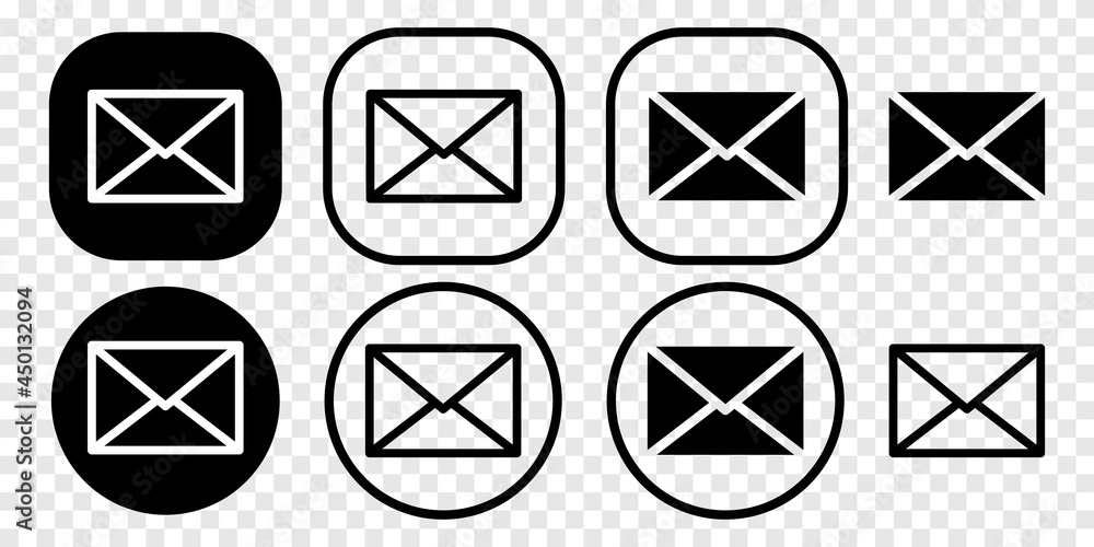 Mail icon set. E-mail icons. Line art style. Vector illustration ...