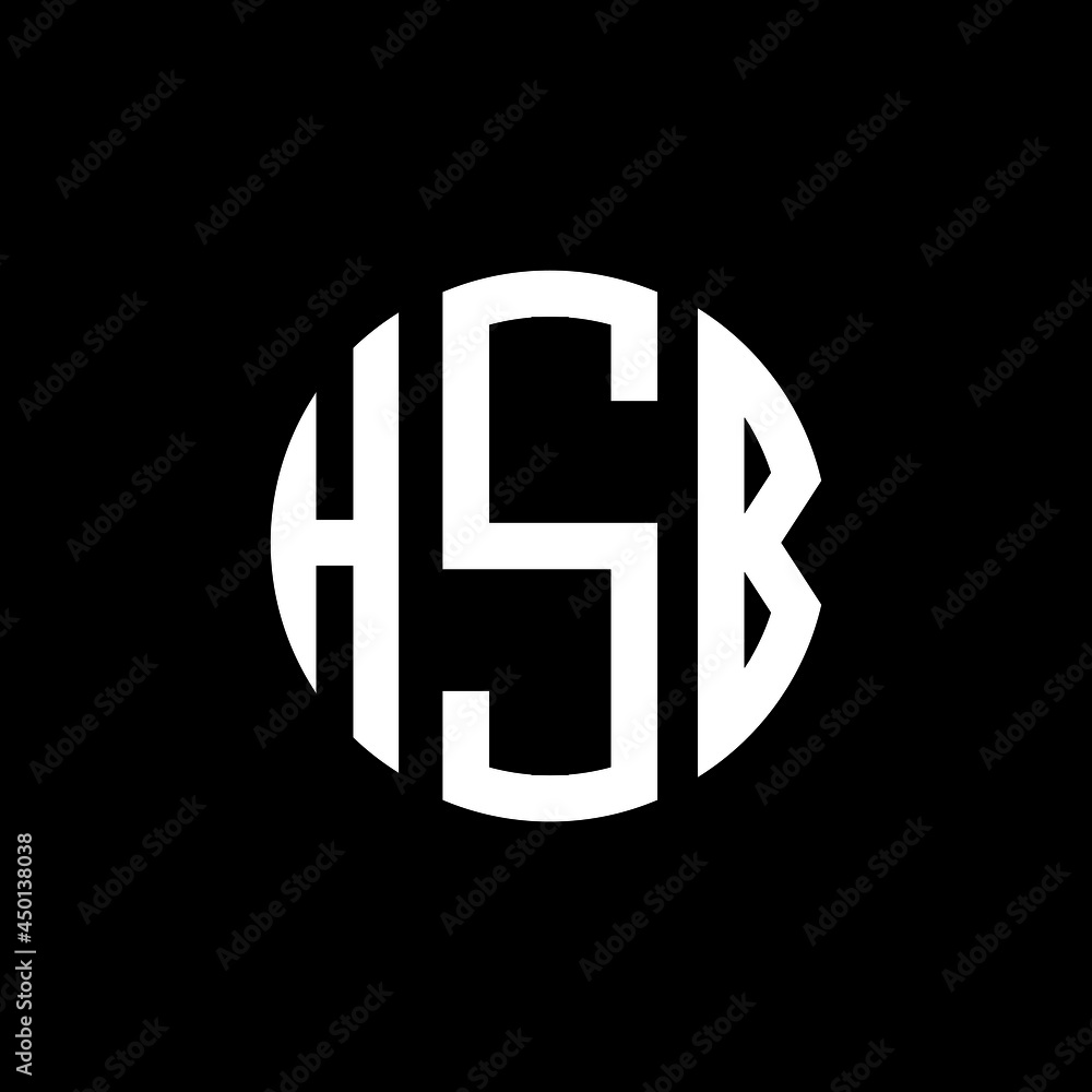 HSB letter logo design. HSB modern letter logo with black background ...