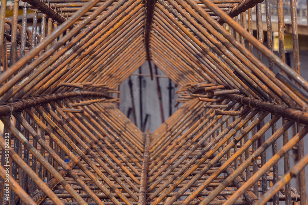 Rebar texture. Reinforcement steel rod. Rusty rebar for concrete ...