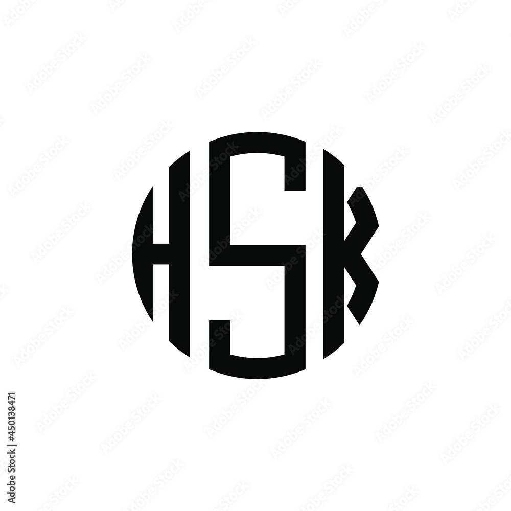 HSK letter logo design. HSK modern letter logo with black background ...