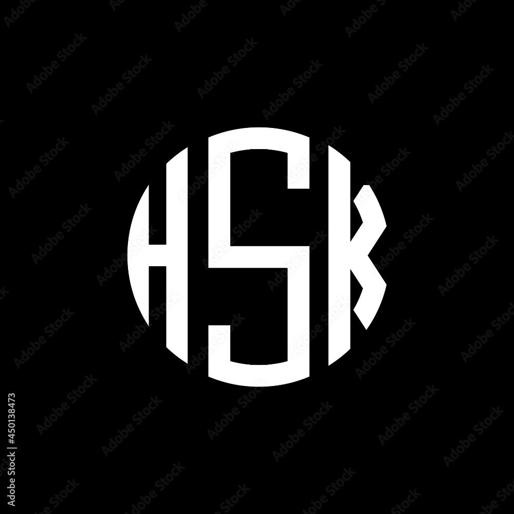 HSK letter logo design. HSK modern letter logo with black background ...
