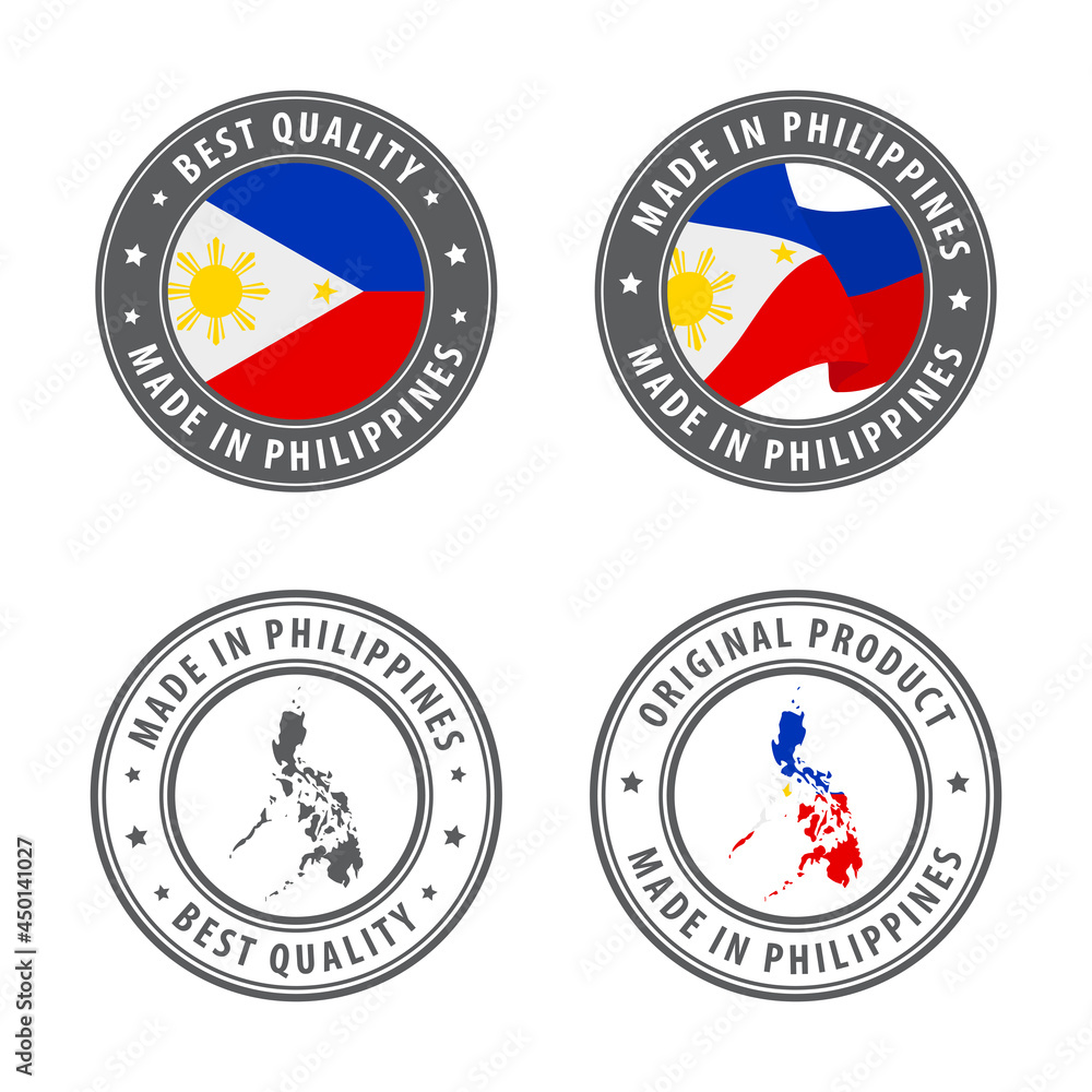 Vetor de Made in Philippines - set of labels, stamps, badges, with the ...