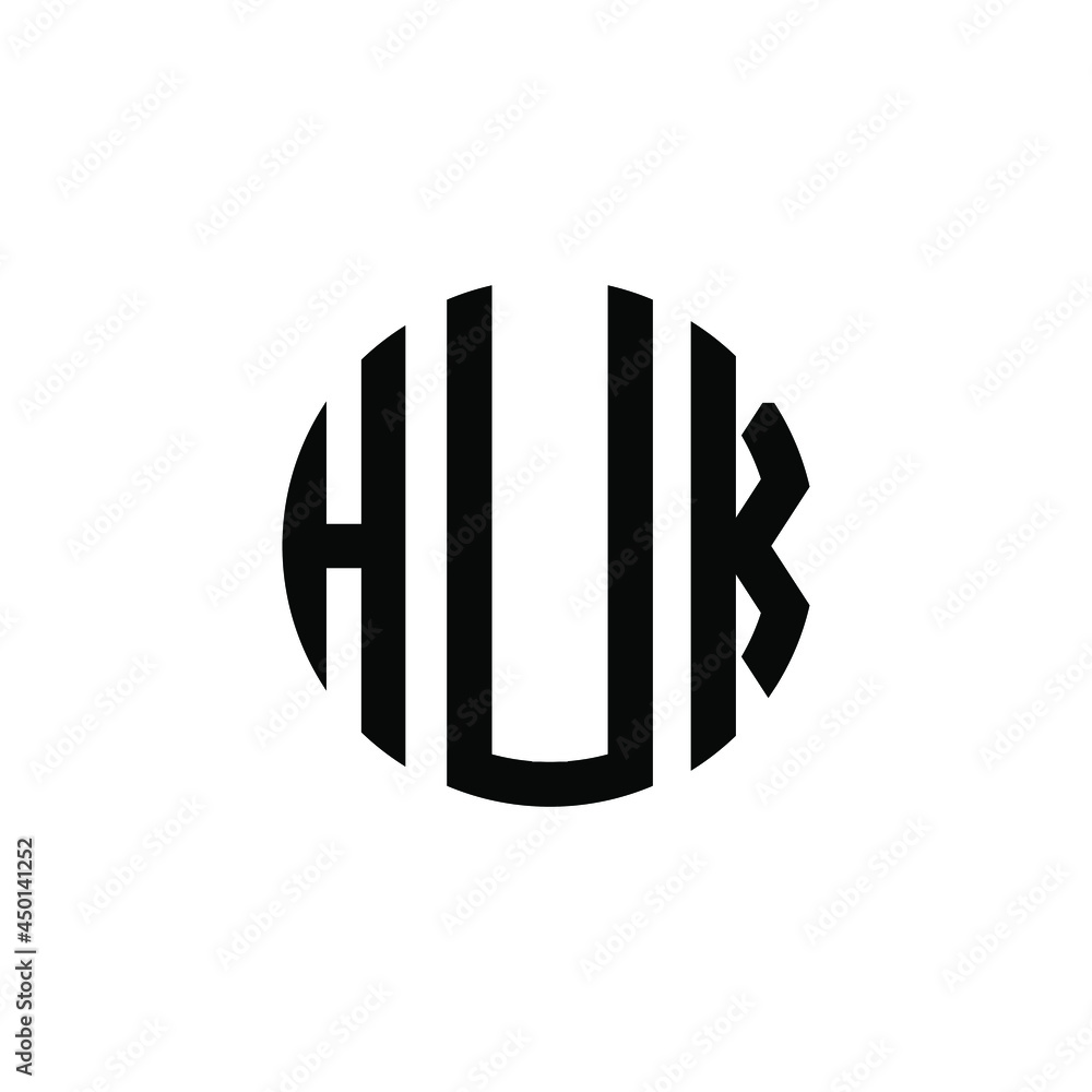 HUK letter logo design. HUK modern letter logo with black background ...