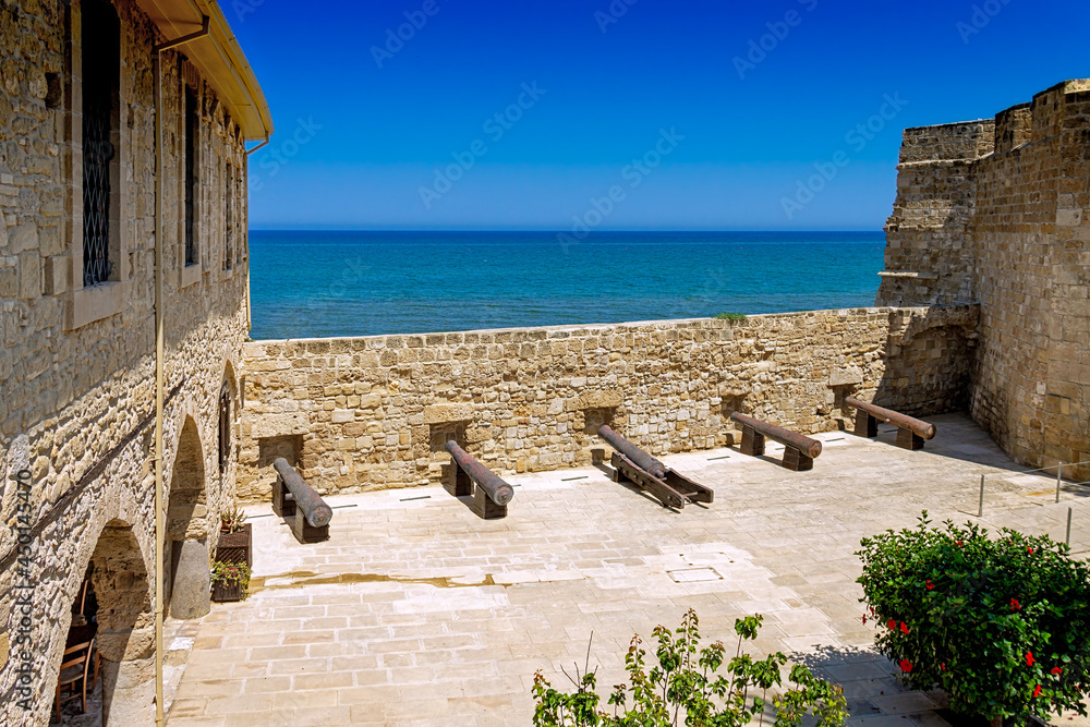 Cyprus, Larnaca - 28 June 2021. Medieval fort in the southern part of ...