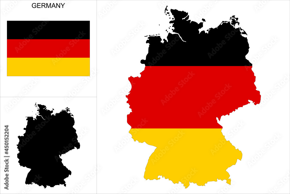Carte d'Allemagne avec fond drapeau allemand - Carte en illustration ...