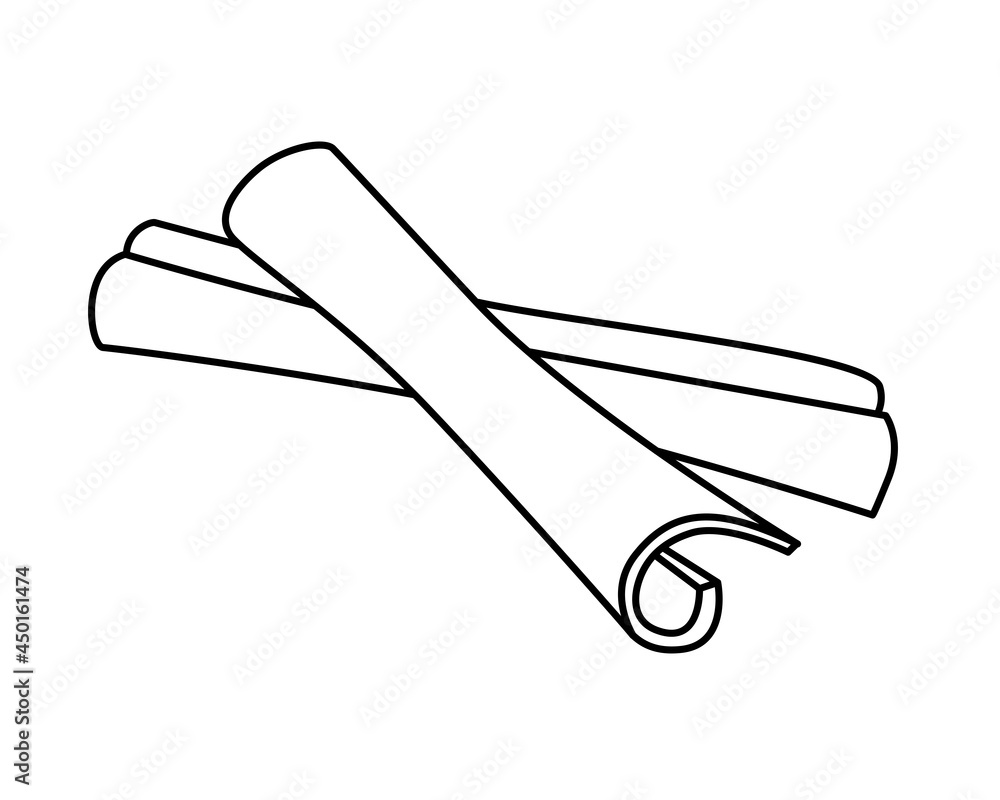 Cinnamon Spices - vector linear illustration for coloring pages or ...